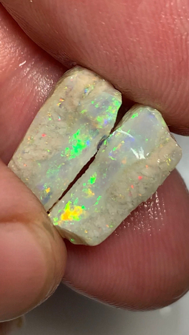 Australian Rough Crystal Seam Opal Split Lightning Ridge 7.2ct ...