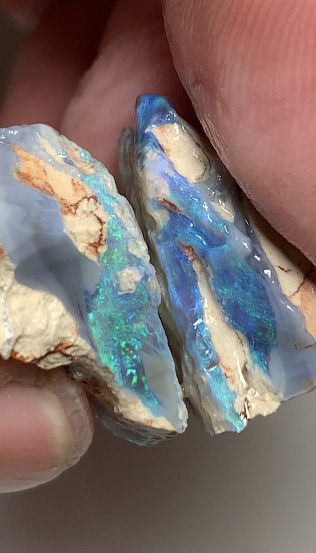 Australian Rough Dark Crystal Big Seam Opal Split Lightning Ridge 33ct ...