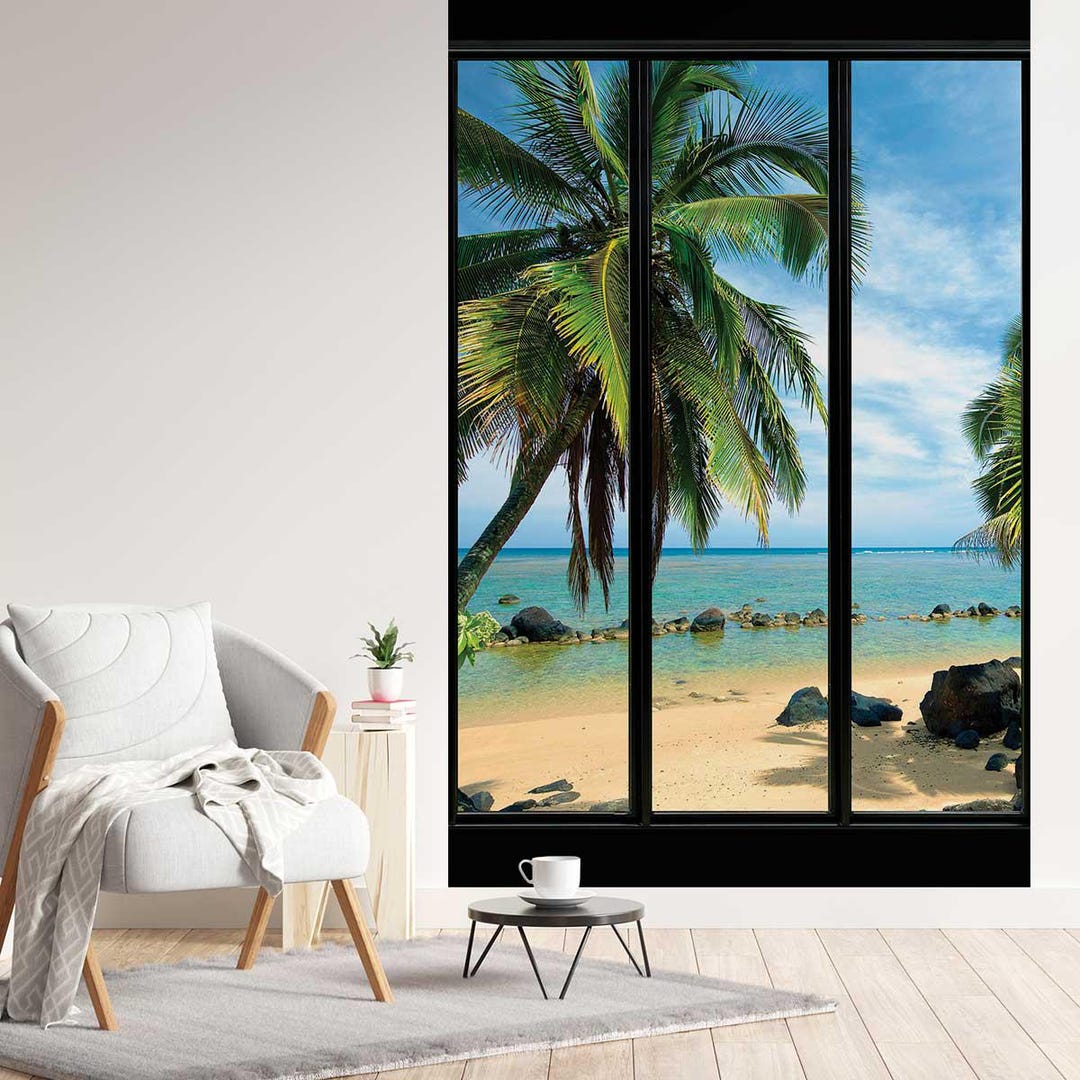 Wallpaper, Window on Dream Beach 156x270cm - Etsy