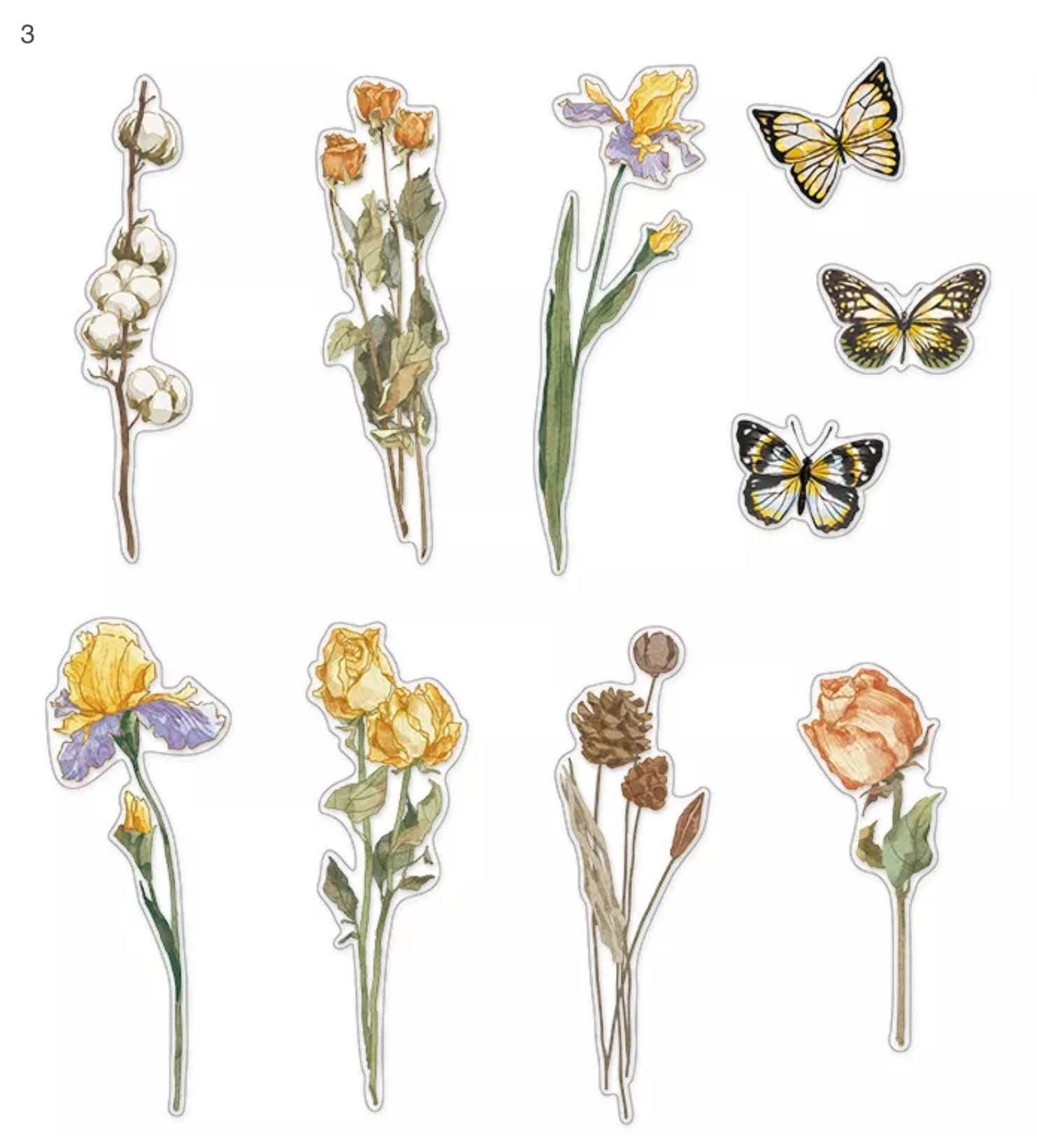 10 Piece Large Realistic Floral Stickers Set Cute Big Pressed | Etsy