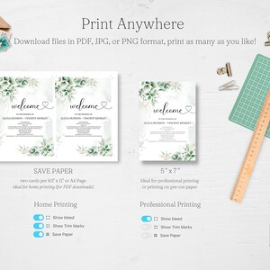 LEAFY Gold Greenery Wedding Program Booklet, Printable Eucalyptus Doublesided Programme, Order ...