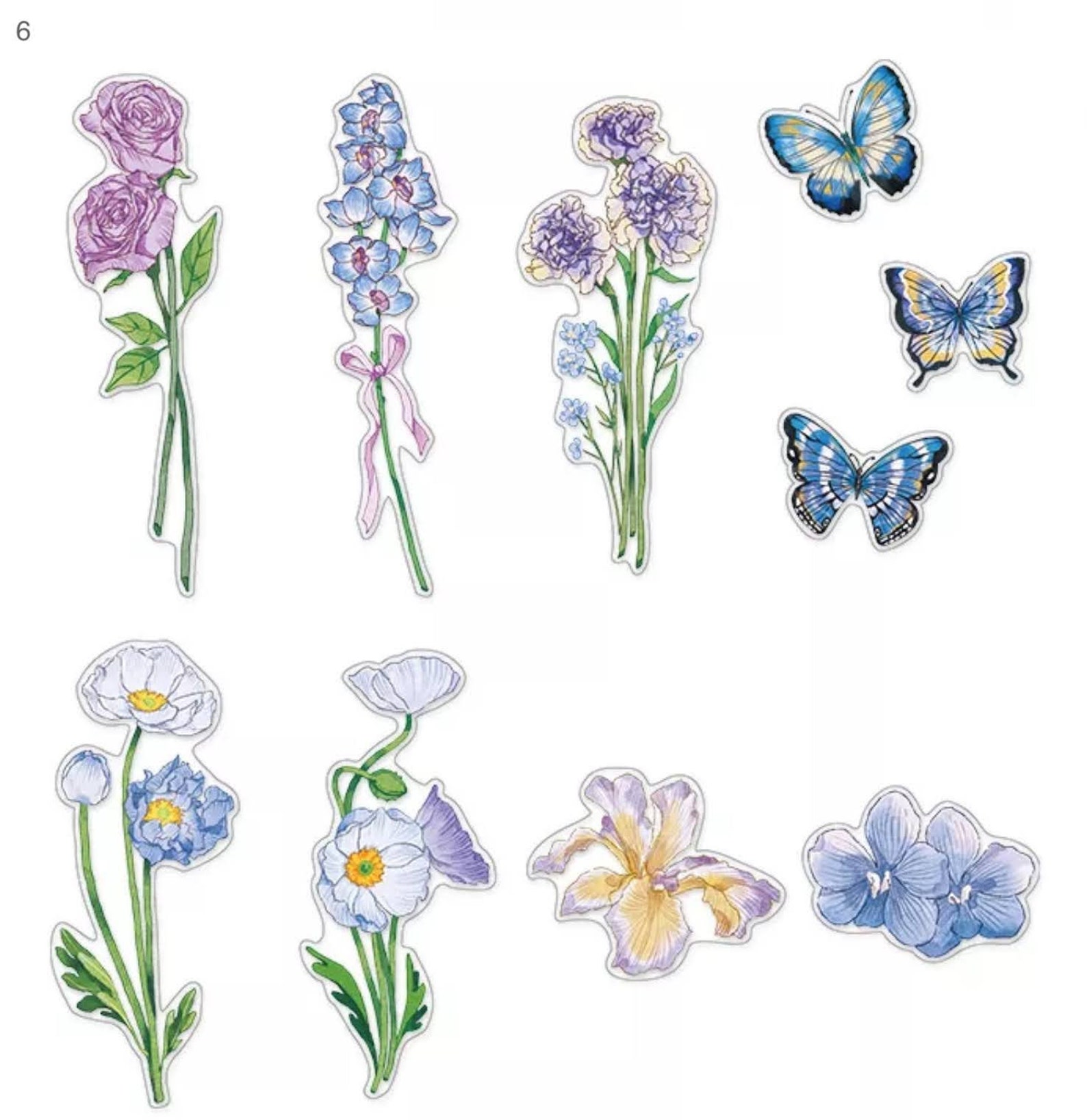 10 Piece Large Realistic Floral Stickers Set Cute Big Pressed | Etsy