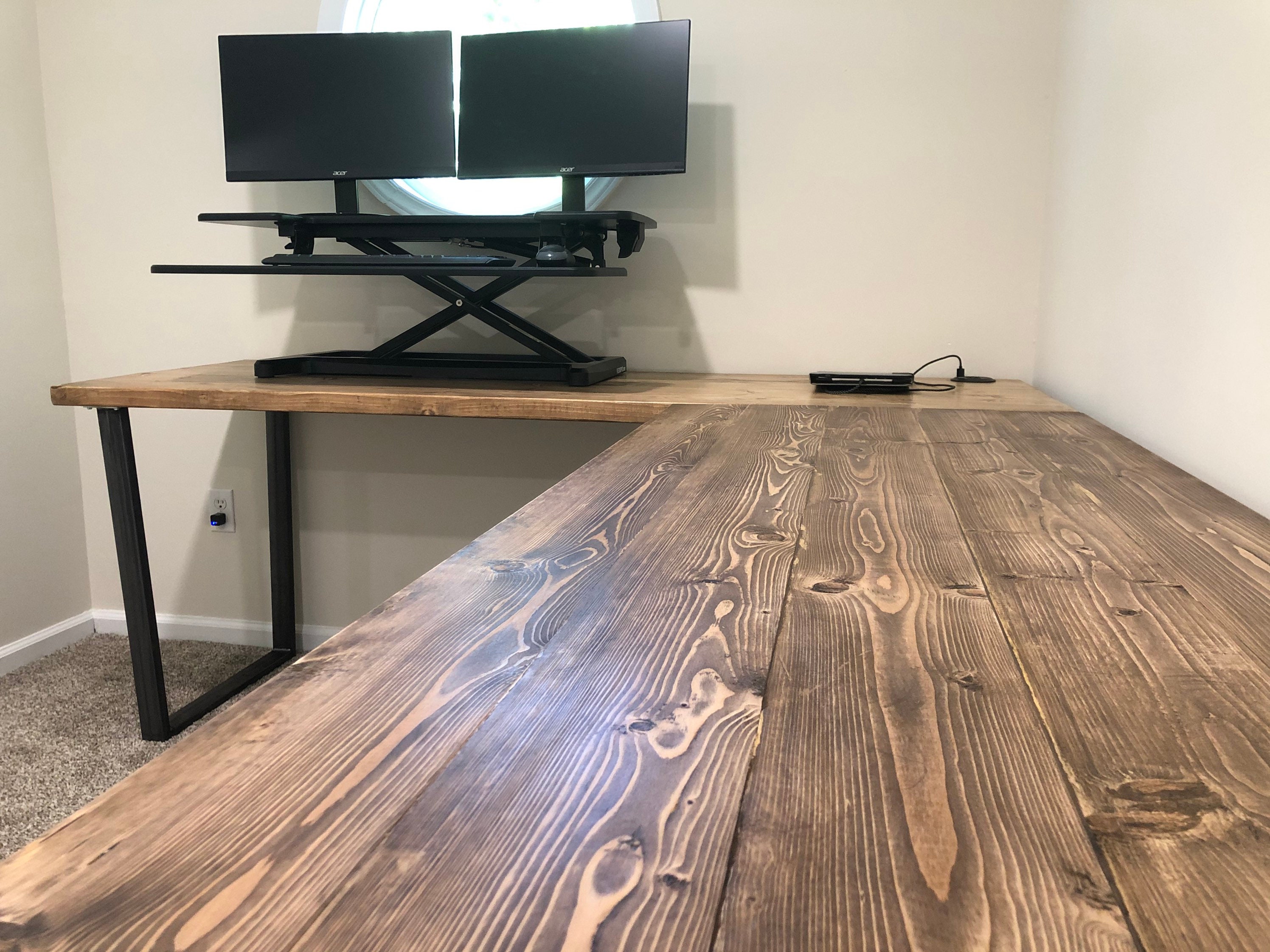 Custom L-desk With Desktop Power Grommet & USB Built in - Etsy