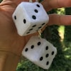 Gray Fuzzy Dice With Black Hearts and Chain or Cord - Etsy