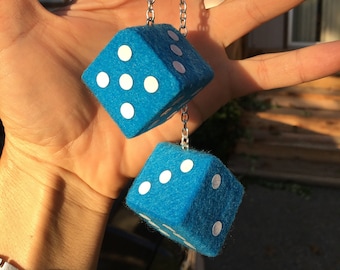 Baby Pink Fuzzy Dice With Red Hearts and Chain or Cord / Car ...
