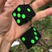 Black Fuzzy Dice With Neon Green Dots and Chain or Cord - Etsy