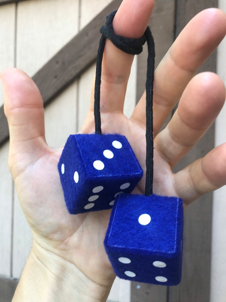 Royal Blue Fuzzy Dice With White Dots and Chain or Cord / Kansas City ...