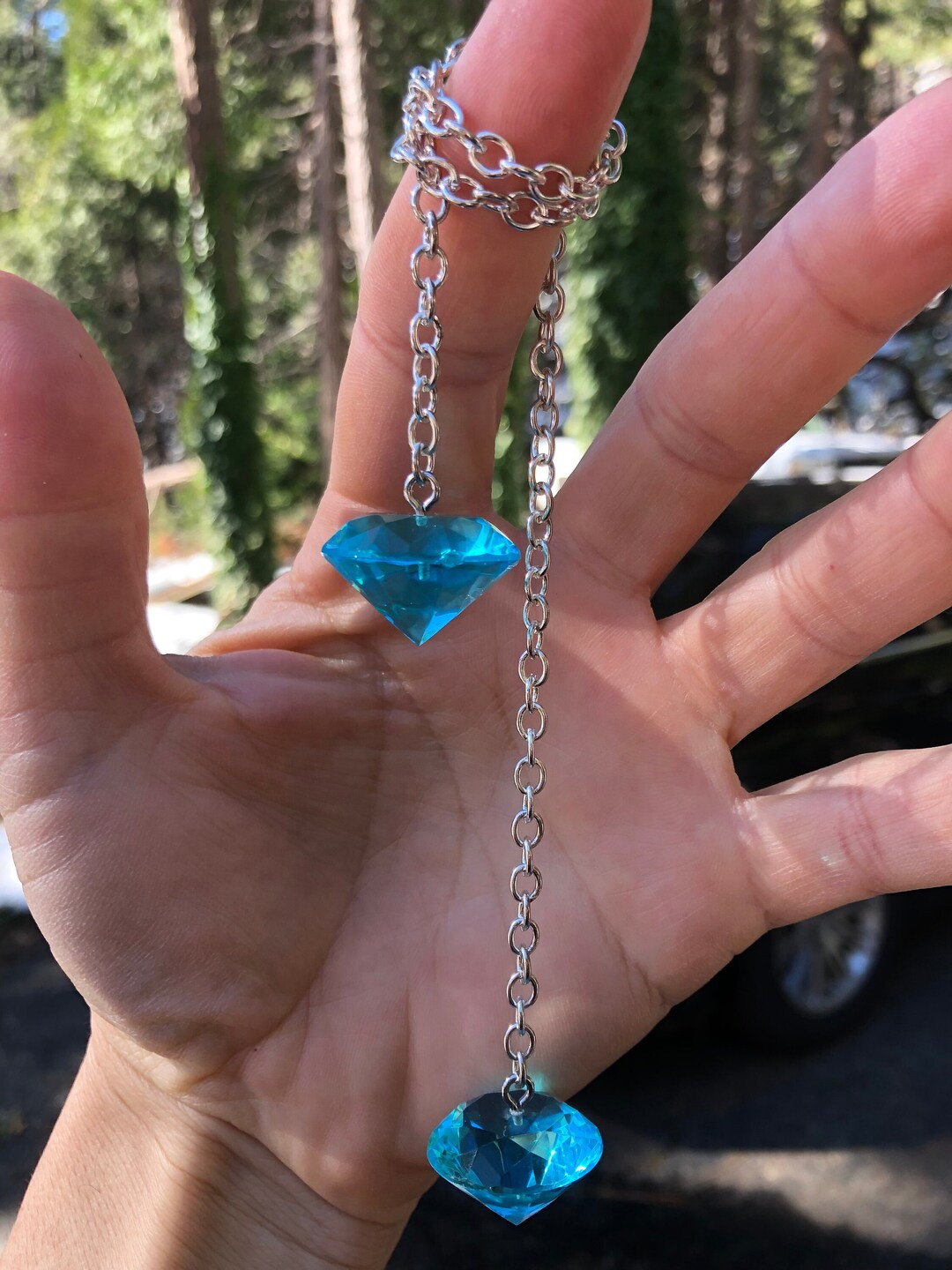 Light Blue Bling Diamond Mirror Hangers! New Product Car or Truck Hand ...
