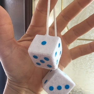 Royal Blue Fuzzy Dice With White Dots and Chain or Cord / Kansas City ...