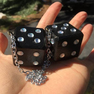 Black Dice With Clear Bling Gems and Chain or Cord - Etsy