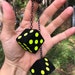 Black Fuzzy Dice With Neon Orange Dots and Chain or Cord / Car ...