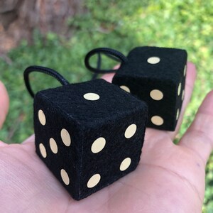 Black Fuzzy Dice With Lilac Dots and Chain or Cord / Car Accessories ...