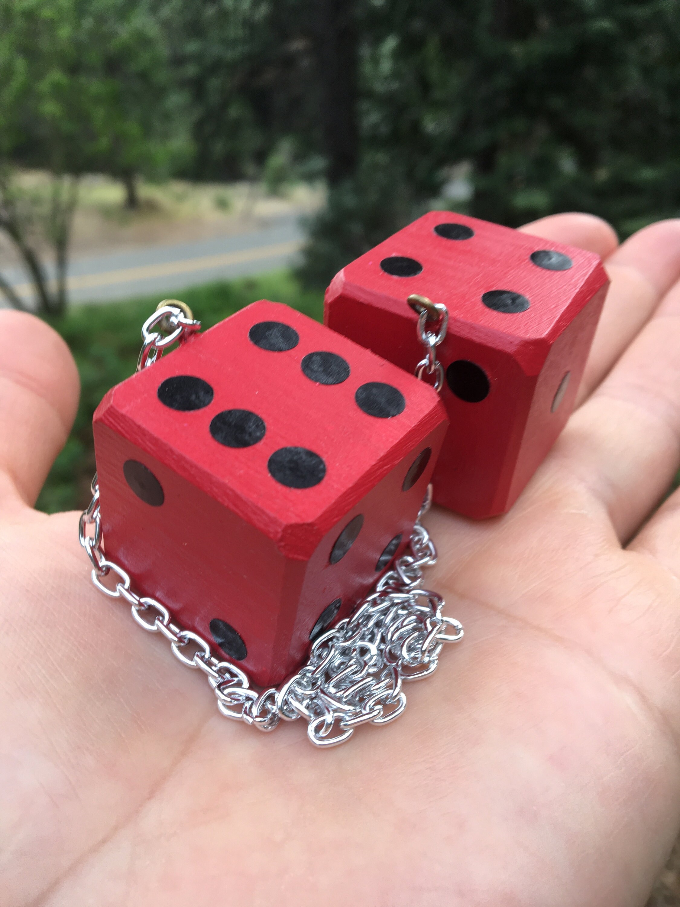 Real Red Dice With Black Dots and Chain or Cord - Etsy