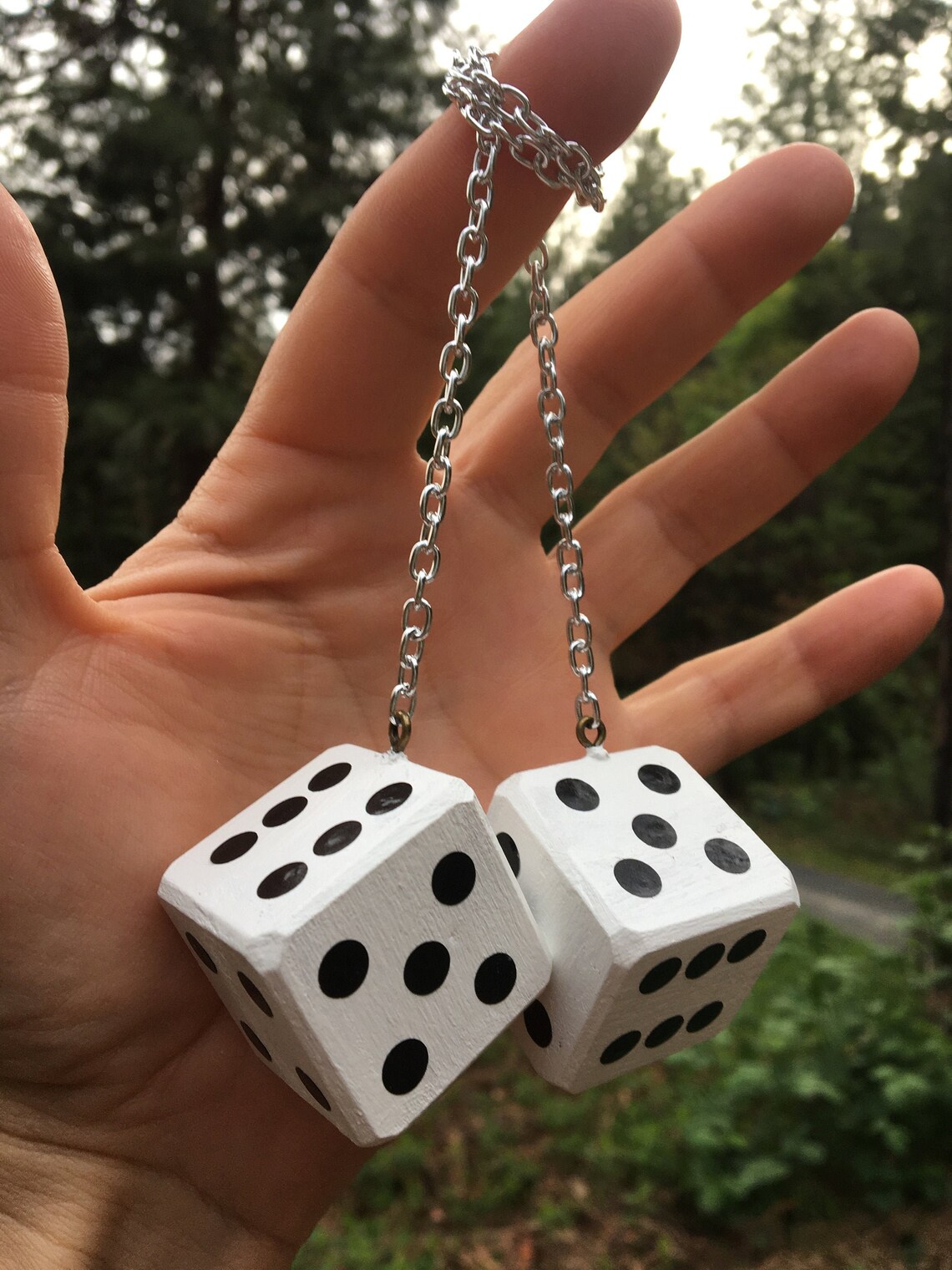White Dice With Black Dots and Chain or Cord - Etsy
