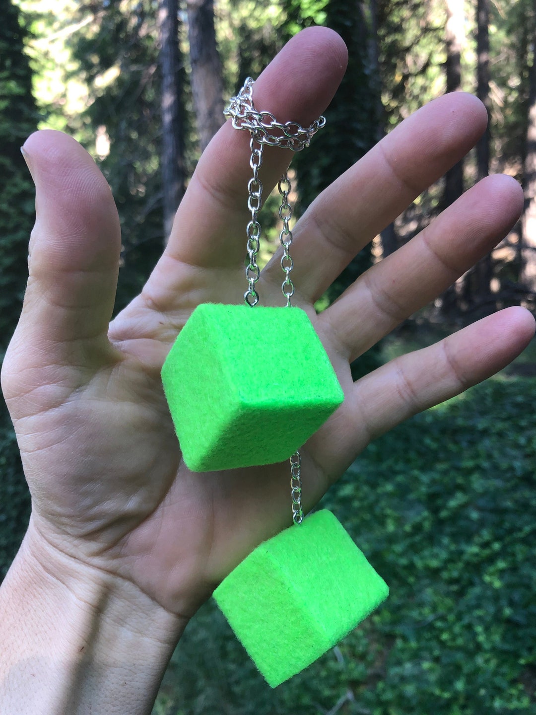 Blank Neon Green DIY Fuzzy Dice and Chain or Cord - Etsy