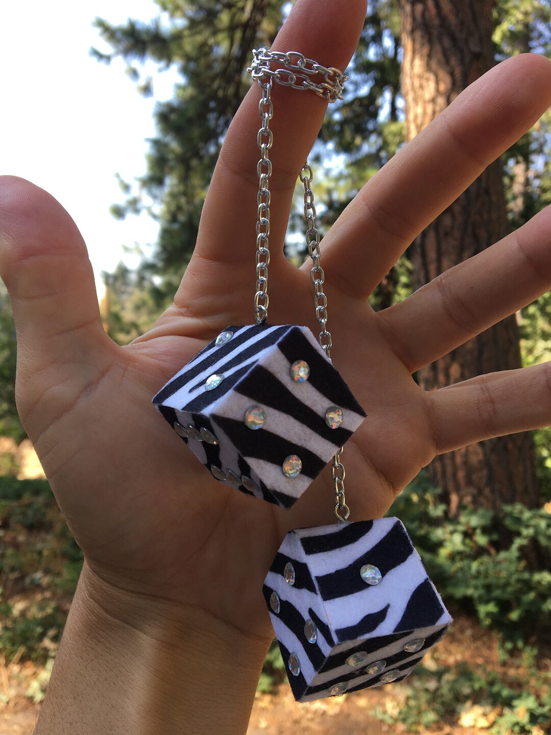 Zebra Print Mirror Dice Solid Maple New Product Car or Truck Hand Made ...