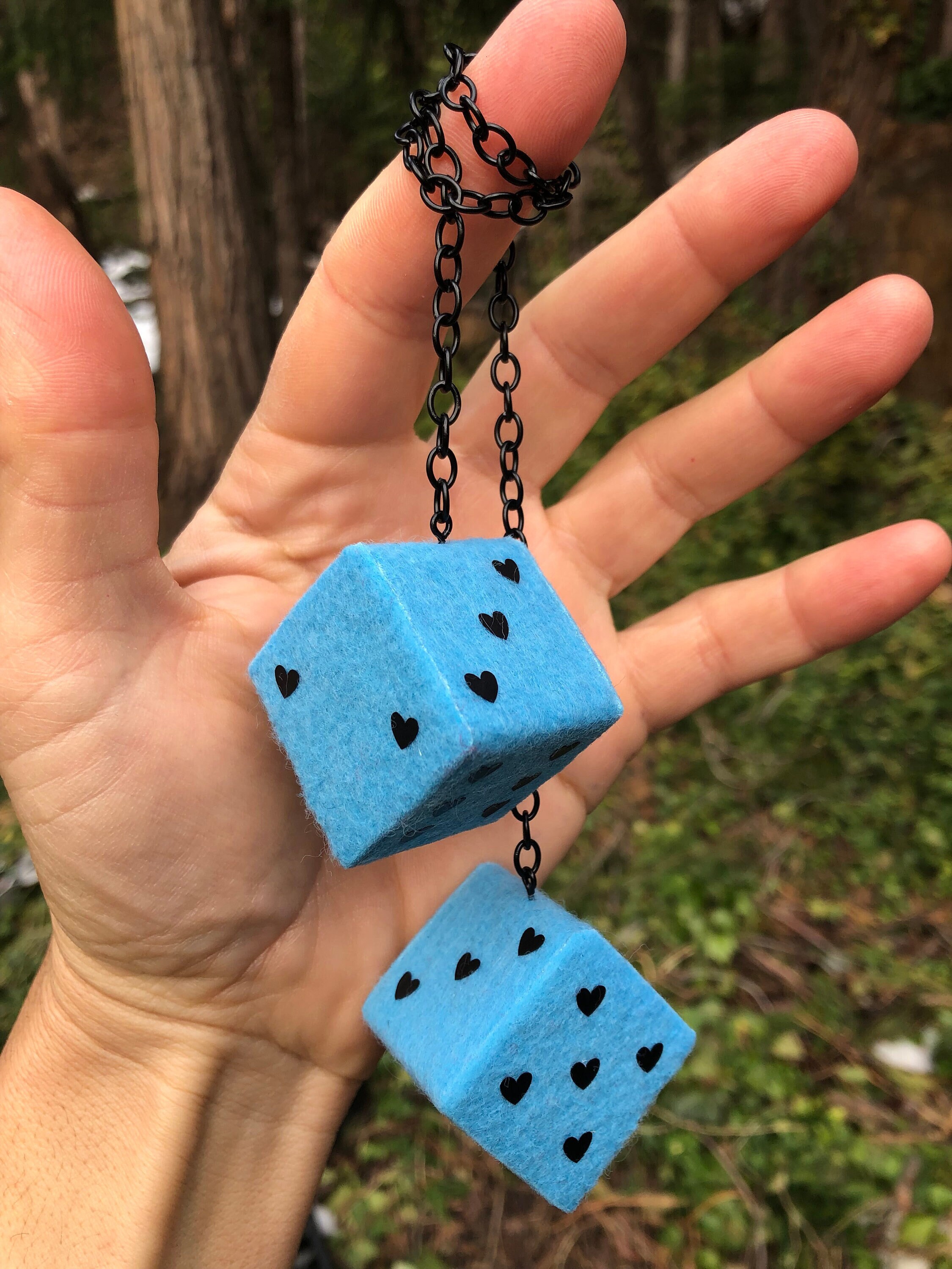 Turquoise Fuzzy Dice