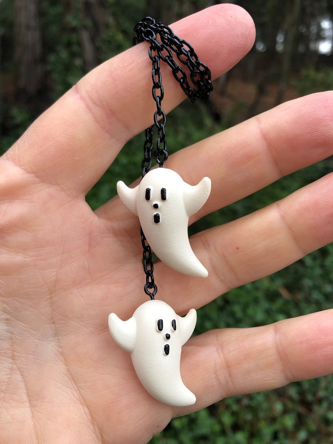 Antique White Ghosts on Chain! Hanging Ghosts Rear View Mirror Charm ...