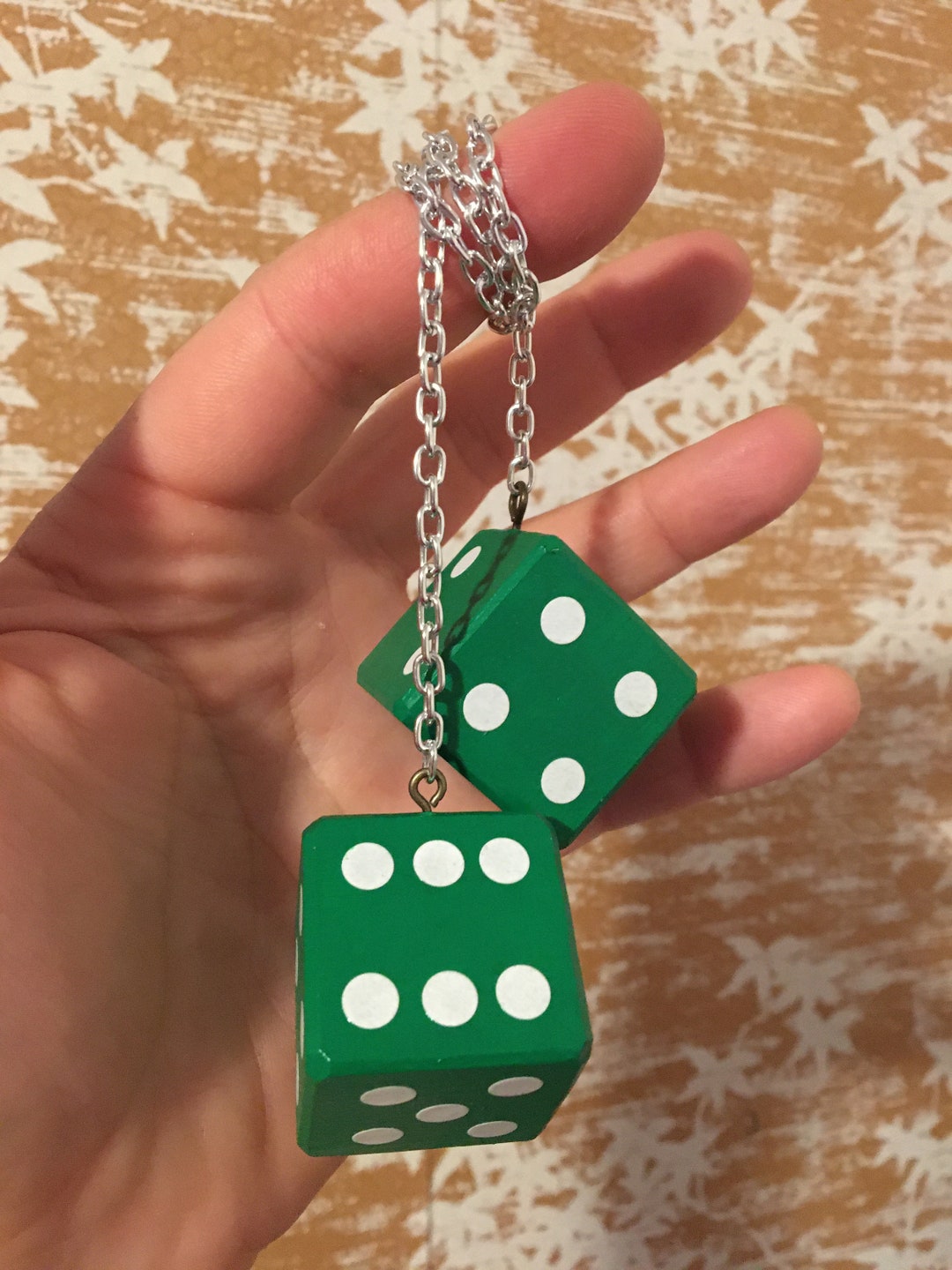Green Dice With White Dots on Chain or Cord - Etsy