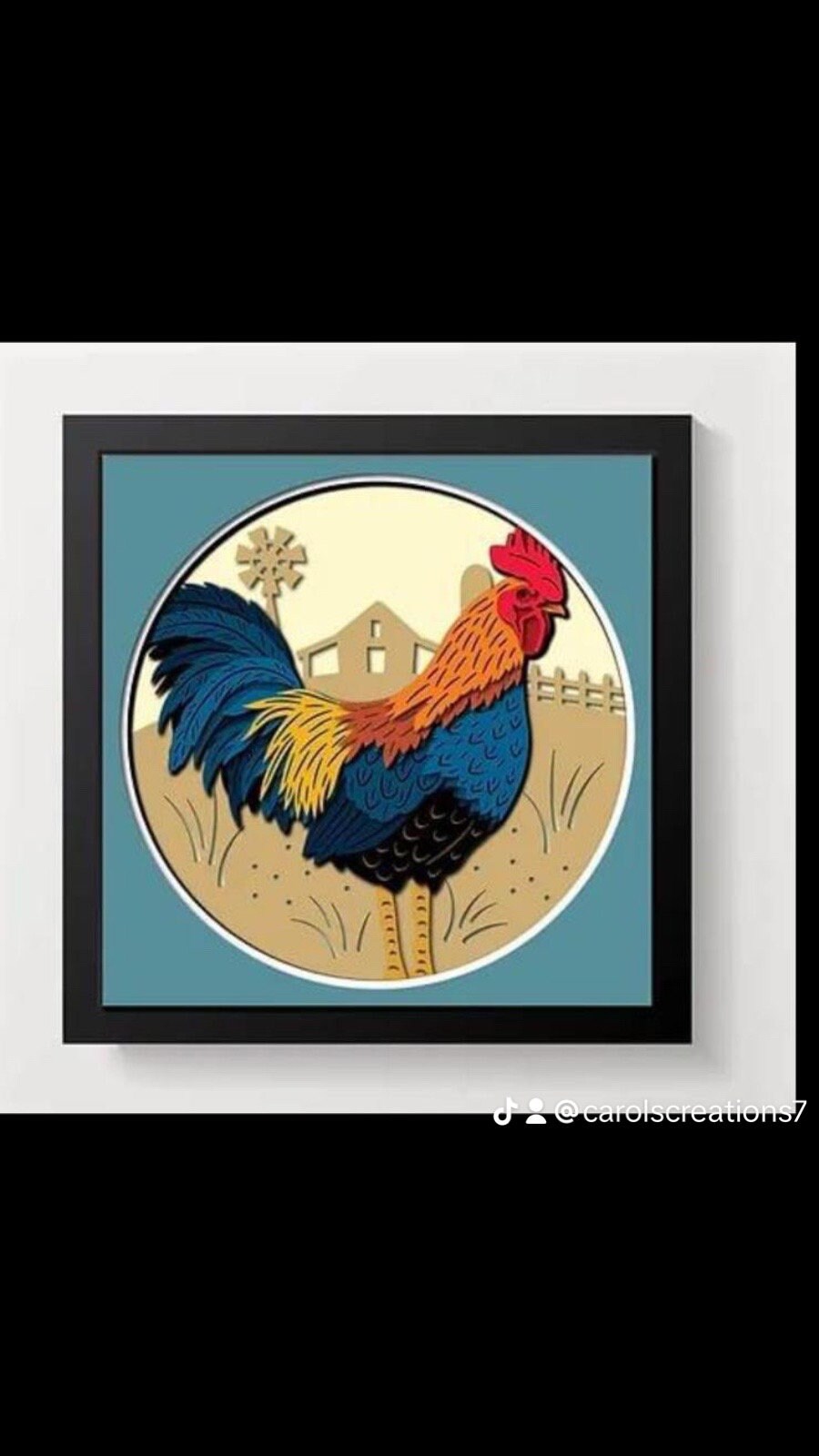 8x8 3D Handmade Rooster Frame - Etsy