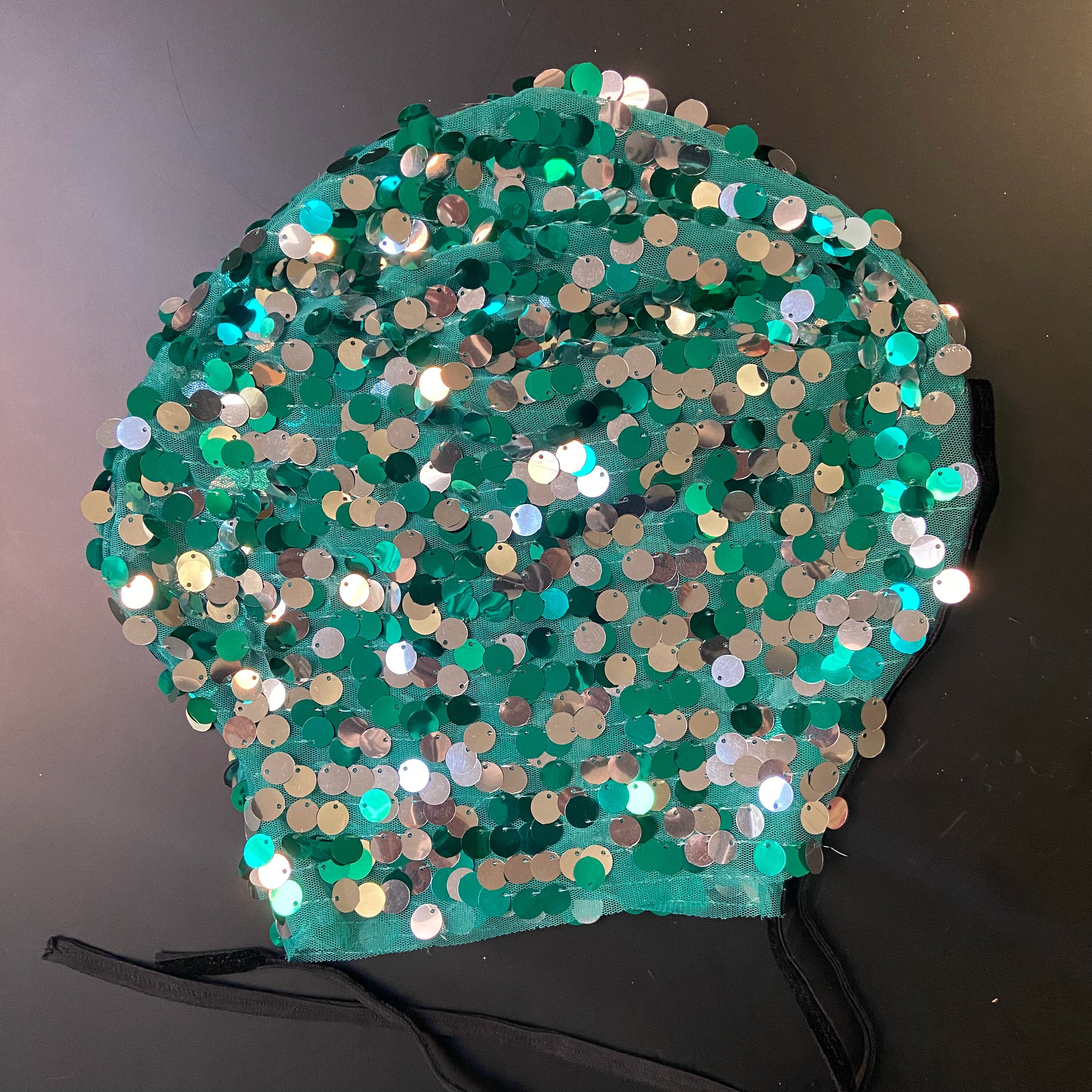 Silver and Green Sequin Mask, Full Face Mask, Handmade Full Coverage ...