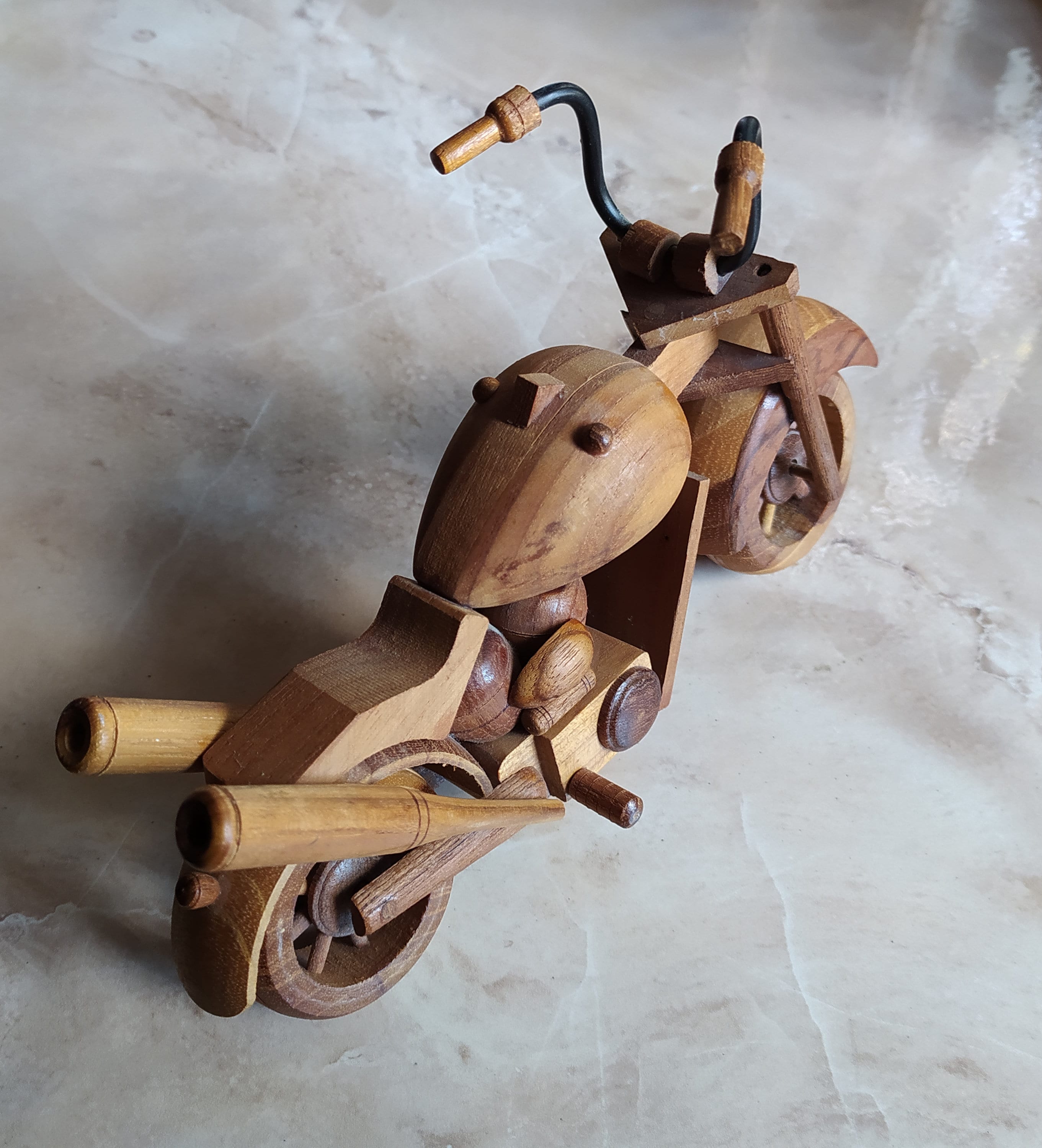 Vintage Hand Carved Wood, Handmade Wooden Motorcycle, Made in Germany ...