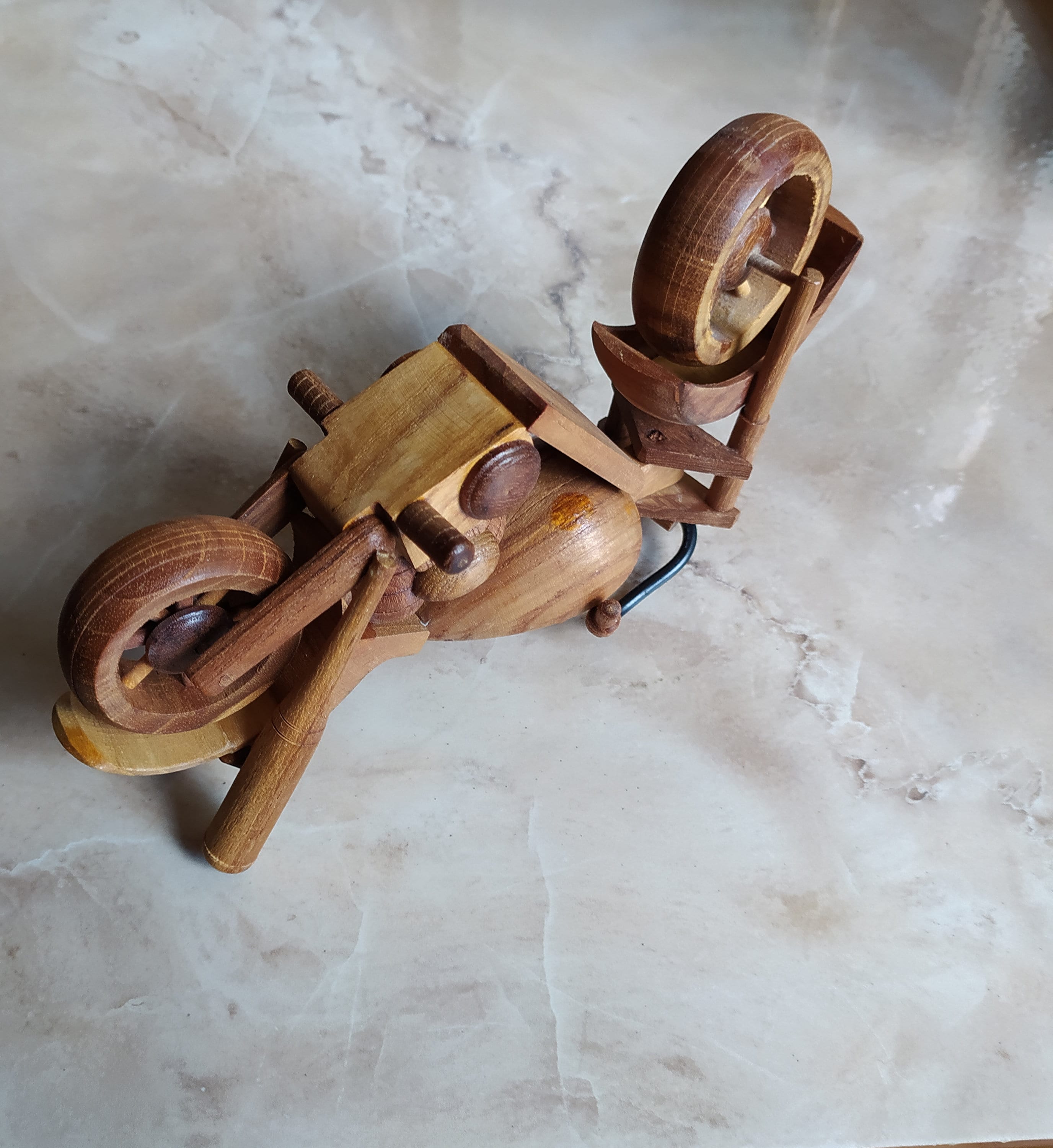 Vintage Hand Carved Wood, Handmade Wooden Motorcycle, Made in Germany ...