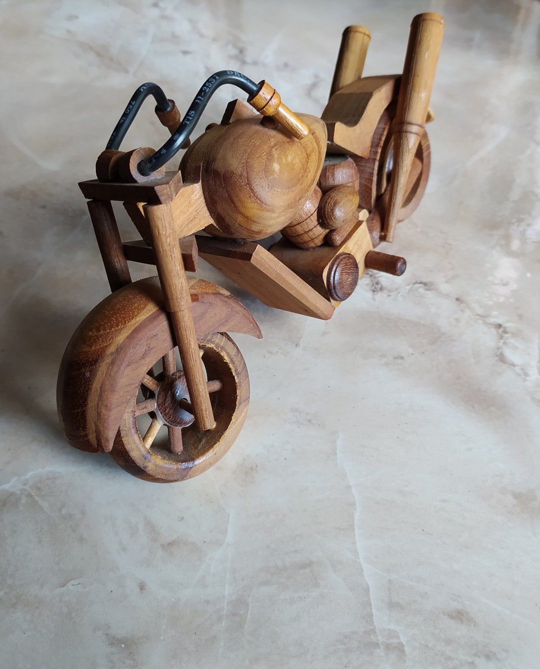 Vintage Hand Carved Wood, Handmade Wooden Motorcycle, Made in Germany ...