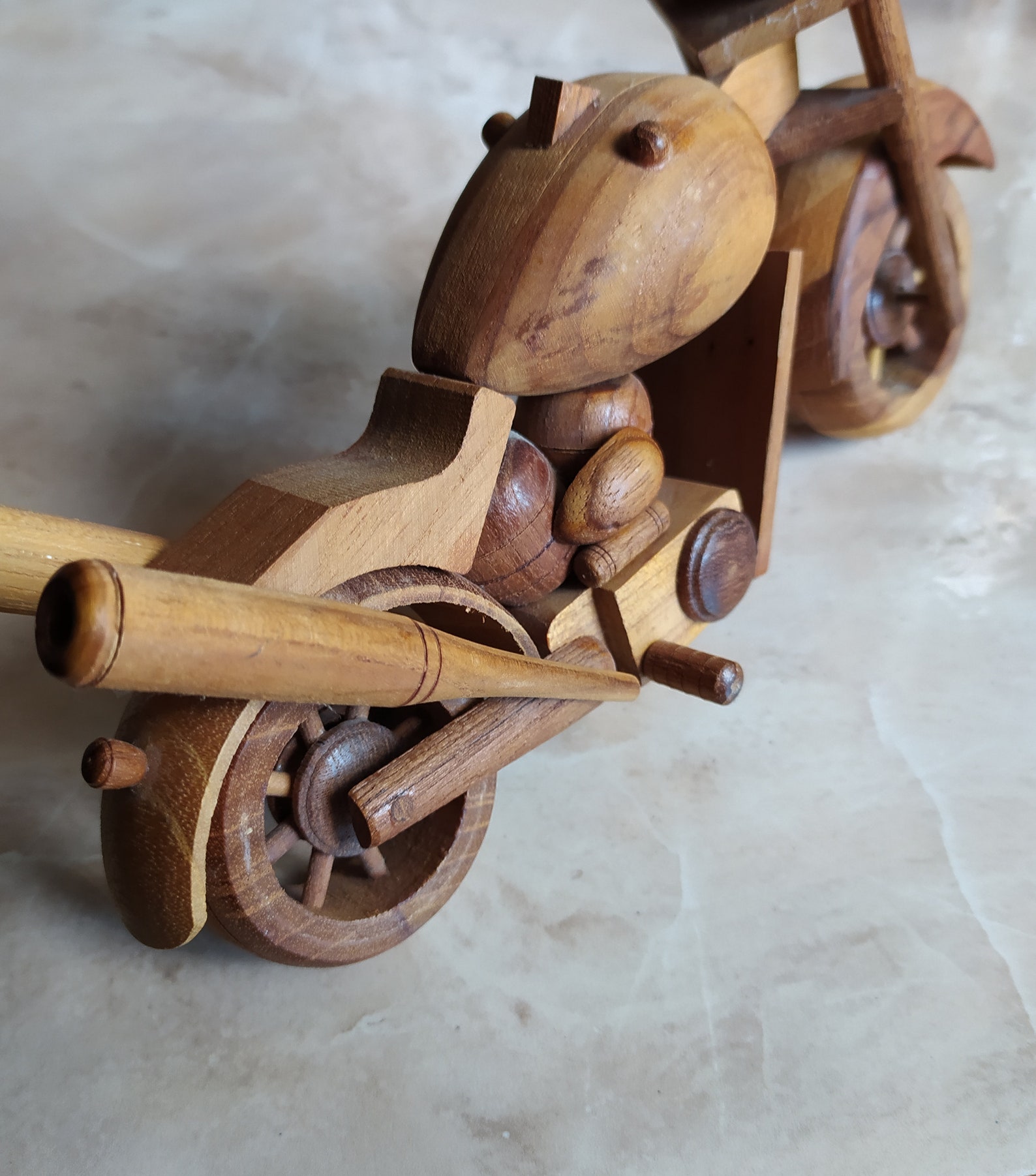 Vintage Hand Carved Wood, Handmade Wooden Motorcycle, Made in Germany ...