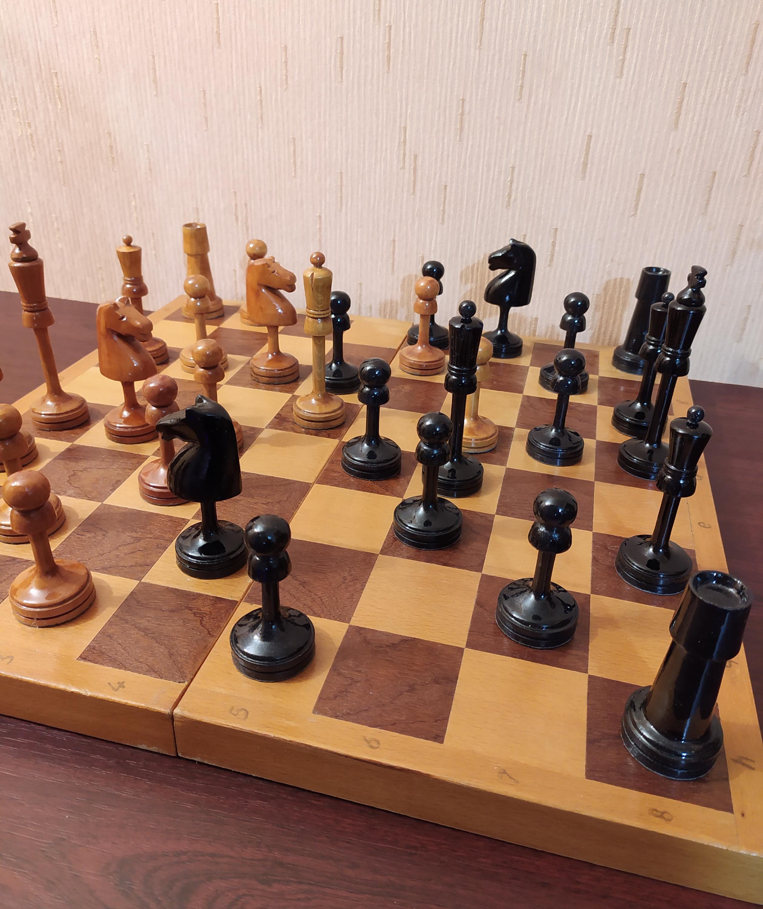 One-of-a-kind Hand-carved Vintage Wooden Chess Set, 1990s Artisan ...