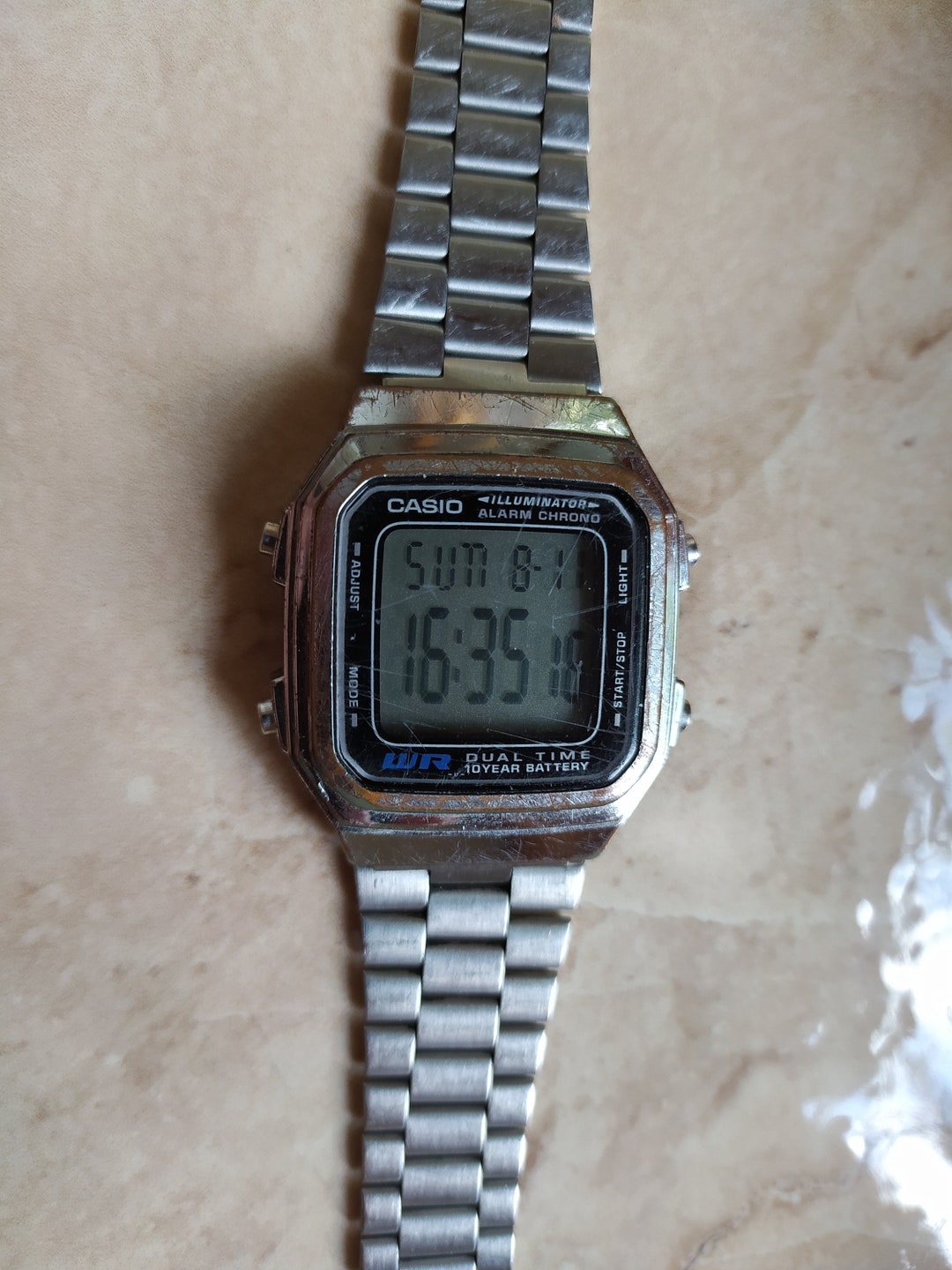 Casio A178W Men Silver Square Digital Quartz Alarm Chrono Watch 1990s - Etsy