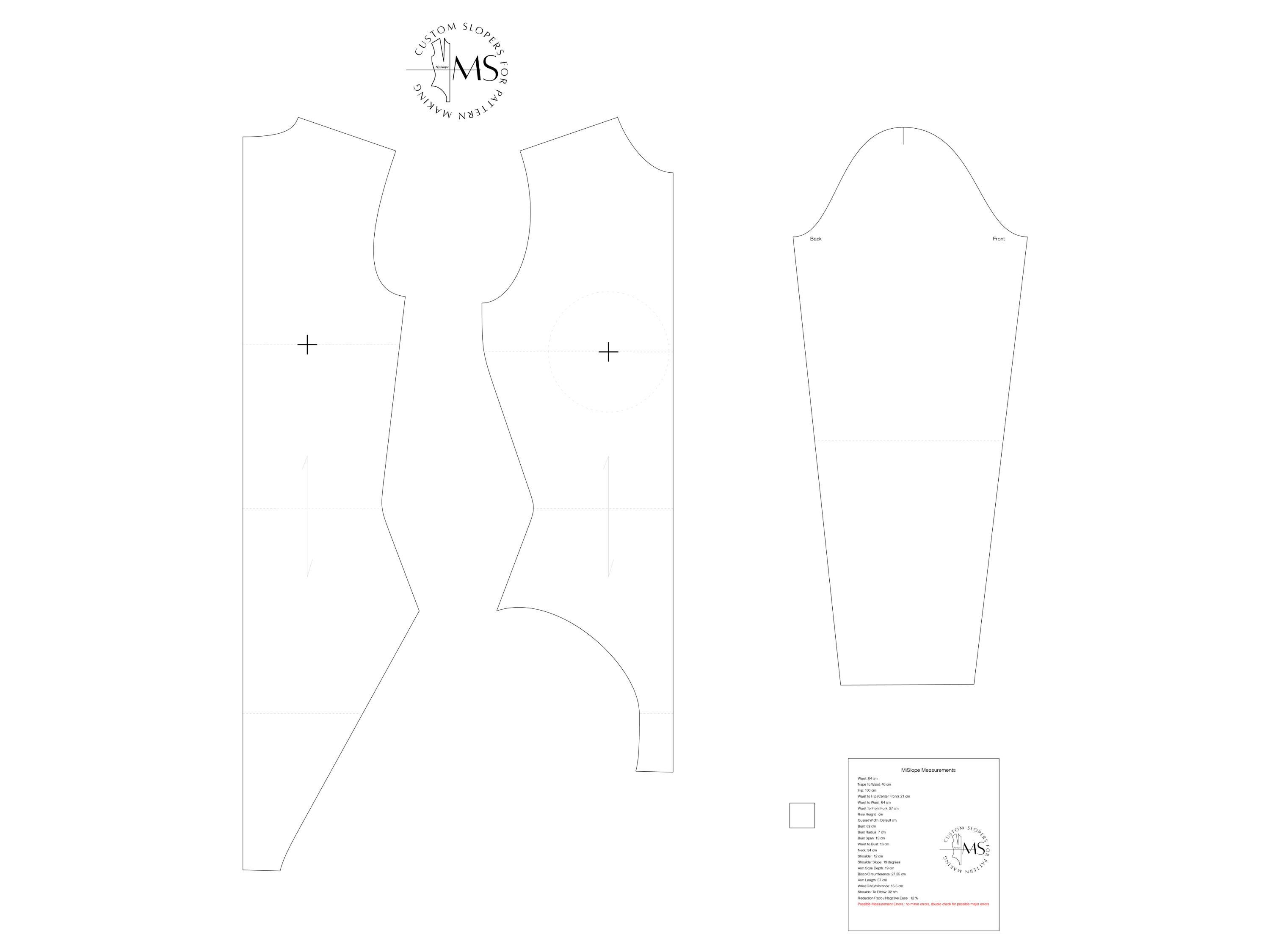 Made to Measure Bodysuit Pattern Block for Knit Fabric, Sleeve Block ...