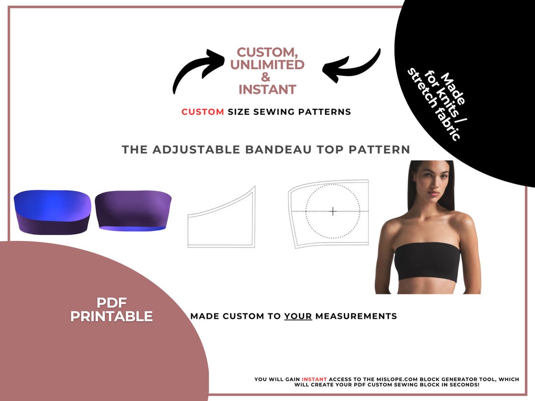 Made-to-measure Bandeau Top Sewing Pattern, Custom Swim Top Sewing ...