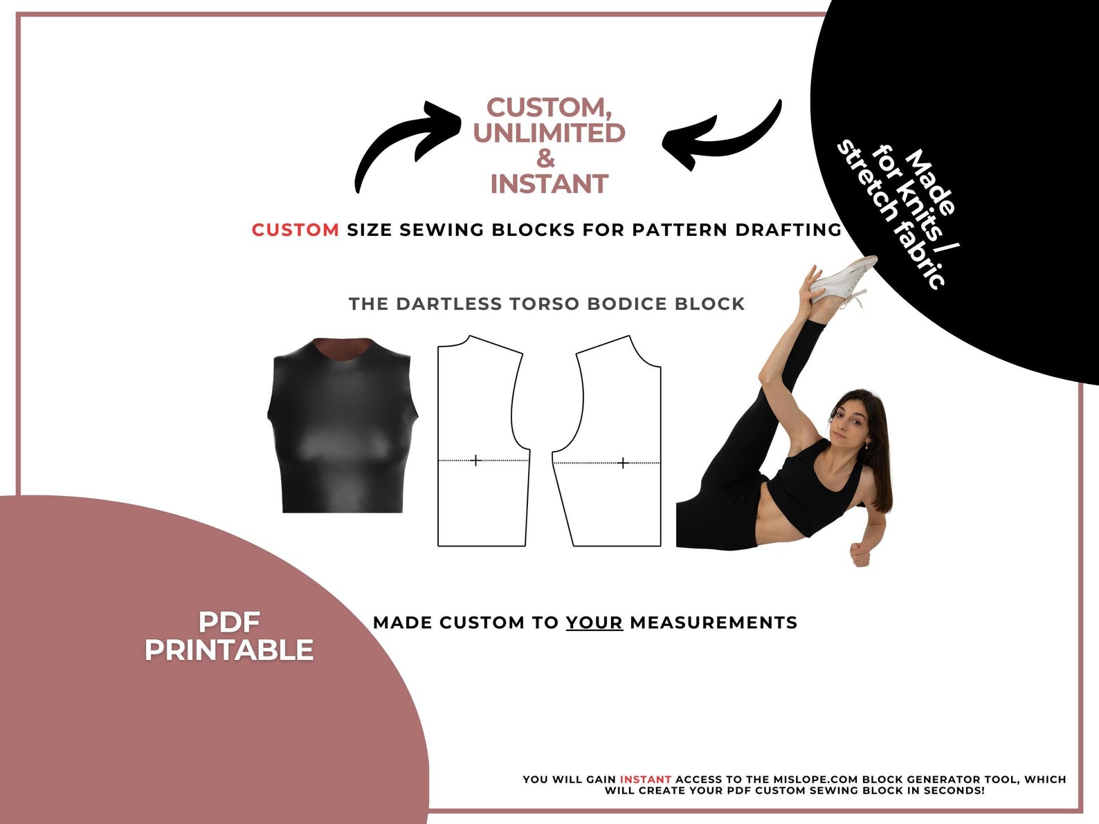 Made to Measure Torso Bodice Block for Knits, Custom Size, Custom Women ...