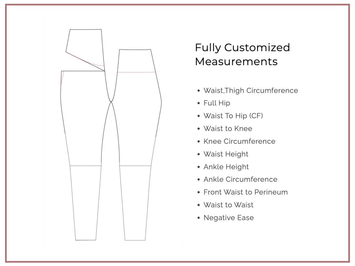 Custom Size Leggings Sewing Pattern Block, Made-to-measure High Waist Legging PDF Sewing Pattern ...