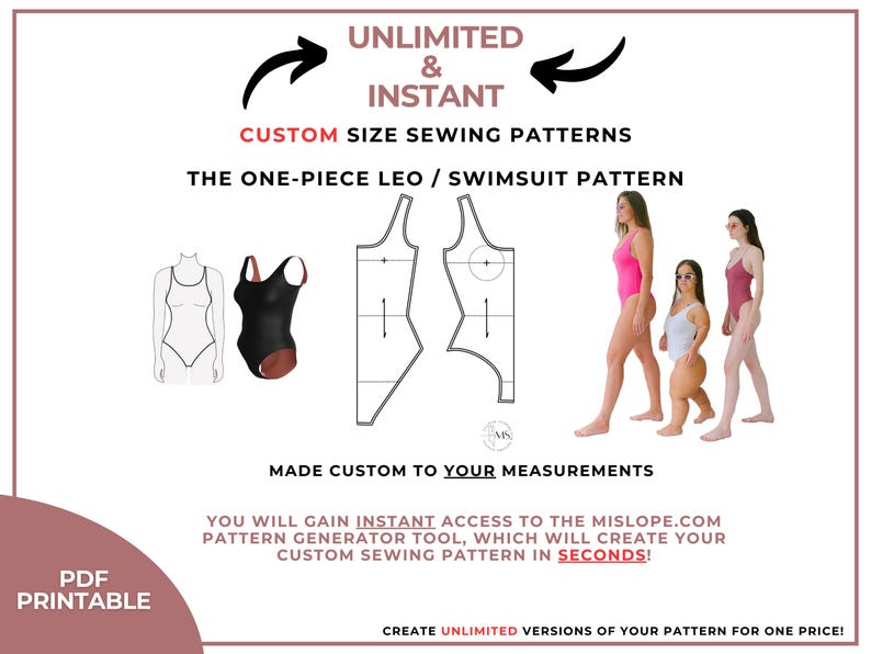 Made-to-measure One Piece Swimsuit Sewing Pattern - Custom Dance Leotard - Cosplay Bodysuit ...