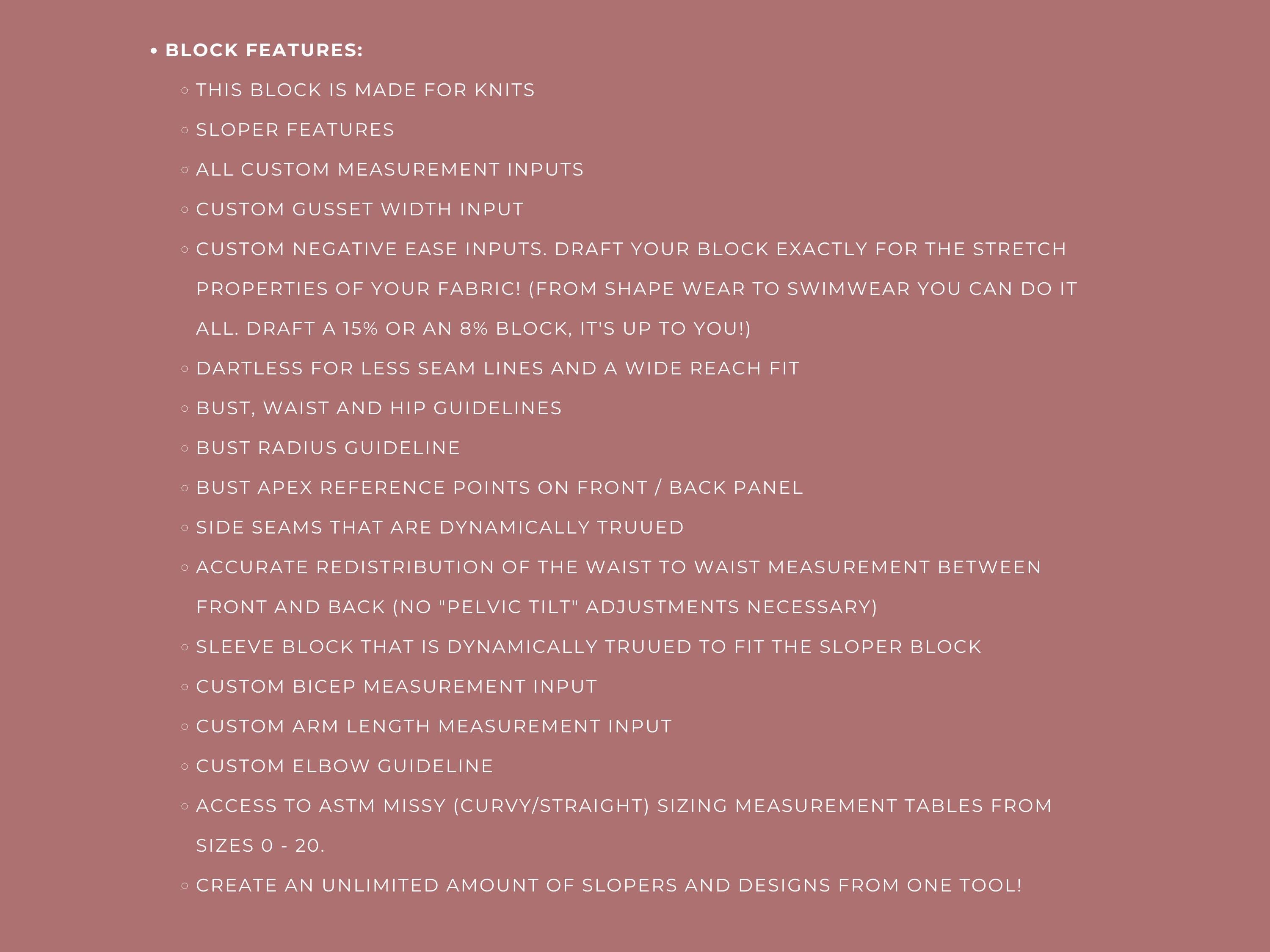 Made to Measure Bodysuit Pattern Block for Knit Fabric, Sleeve Block ...