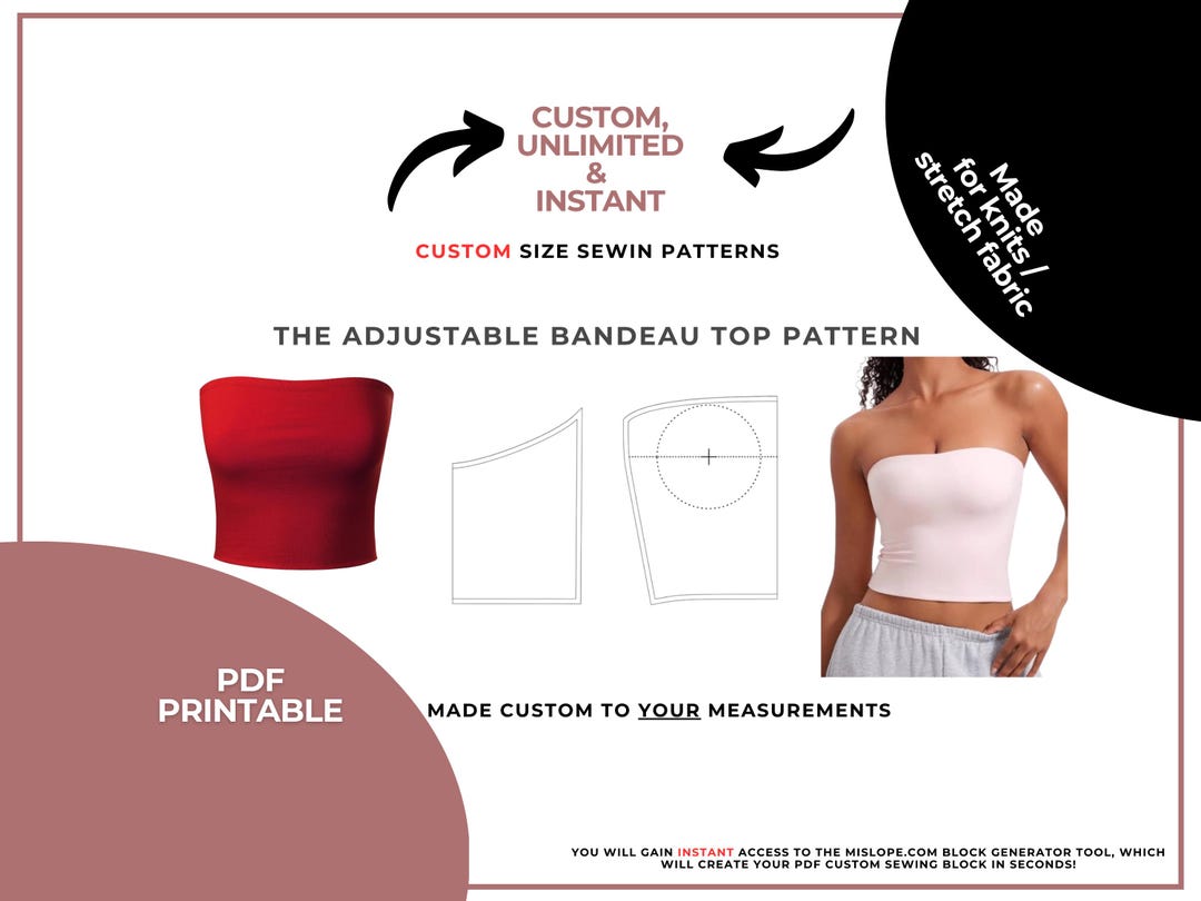 Made-to-measure Bandeau Top Sewing Pattern, Custom Swim Top Sewing ...