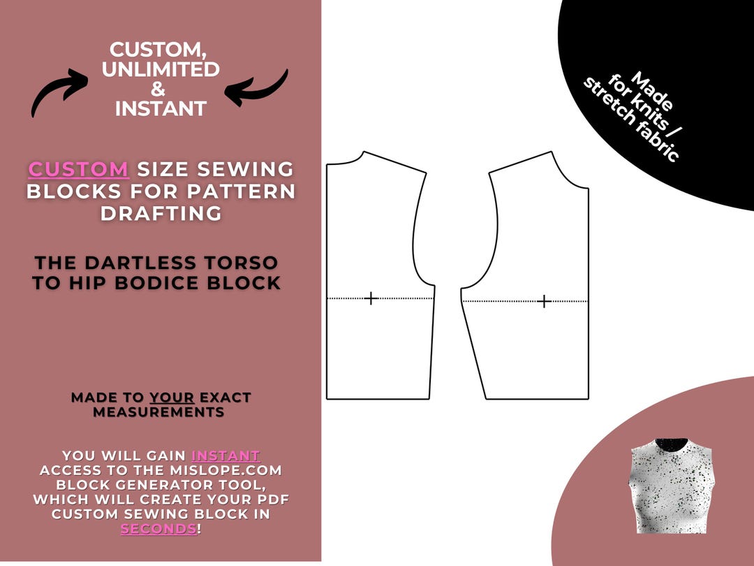 Made to Measure Torso Bodice Block for Knits, Custom Size, Custom Women ...