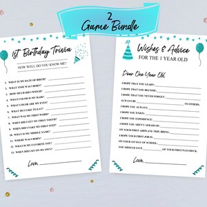 1st Birthday Trivia. 1st Birthday Wishes and Advice for the 1 - Etsy