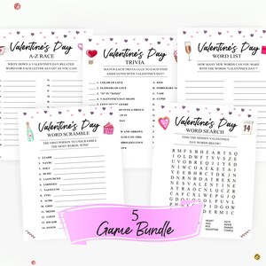 Valentine's Day 5 Game Bundle. Party and Holiday Games. Lilac and ...