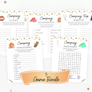 Camping 5 Game Bundle. Word Search, Word Scramble, Hunt. Spring, Summer ...