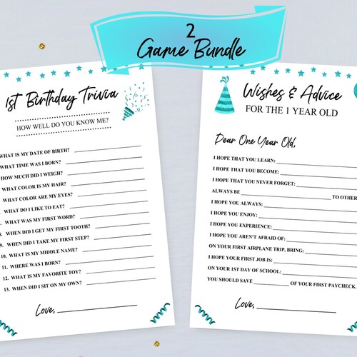 1st Birthday Trivia. 1st Birthday Wishes and Advice for the 1 - Etsy