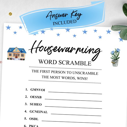 Housewarming Word Scramble. Housewarming Party Game. Real - Etsy