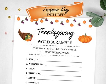 Thanksgiving Word List. Holiday Game. Thanksgiving Party Game. Fall ...