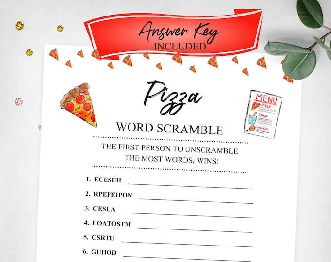 Pizza Word Scramble. Pizza Party Game. Slumber Party Game. - Etsy