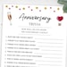 Anniversary Trivia. Party Keepsake Game. Anniversary Party Game ...