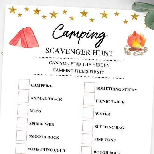 Camping Scavenger Hunt Printable Summer Camp Nature Scavenger - Etsy