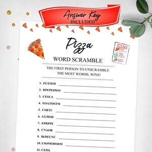 Pizza Word Scramble. Pizza Party Game. Slumber Party Game. Instant ...
