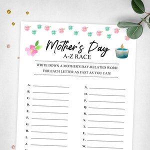 Mother's Day A-Z Race. Mother's Day Holiday Game. at Home Game. Instant ...